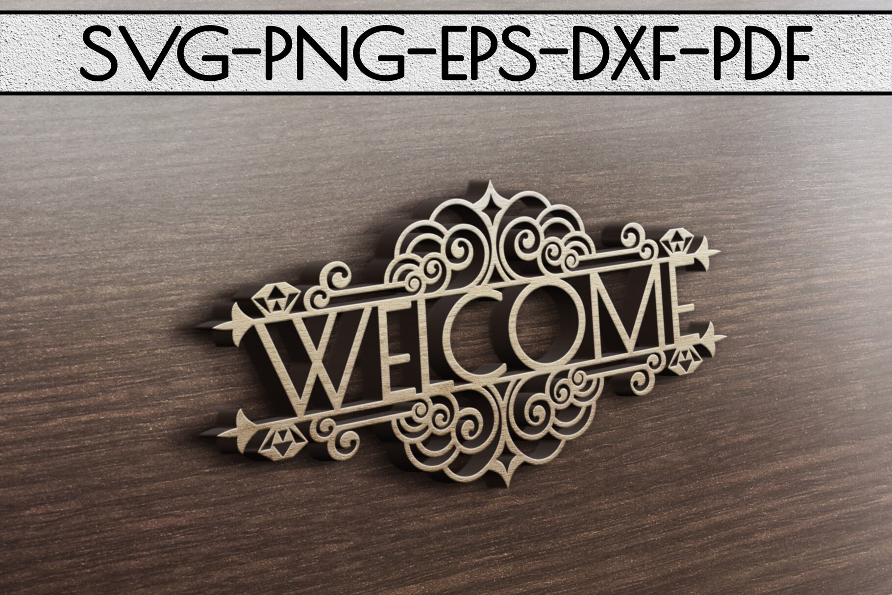 Welcome Papercut Cutting Template, Vintage Sign Svg, Door Hanger Cut ...