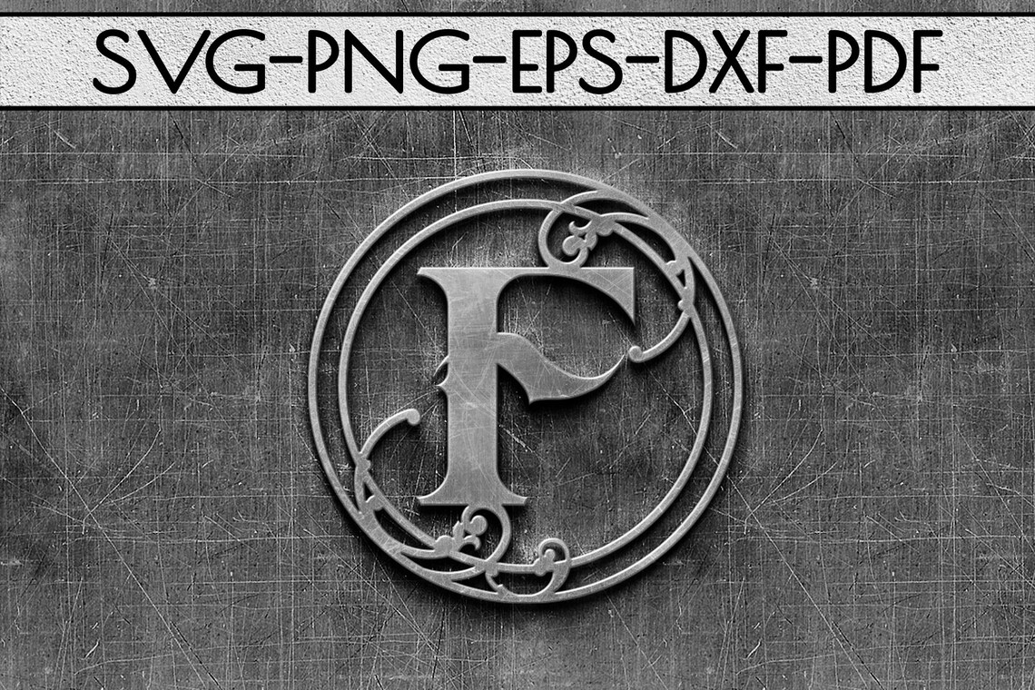 Monogram f papercut template vinyl laser cut circle frame | Etsy
