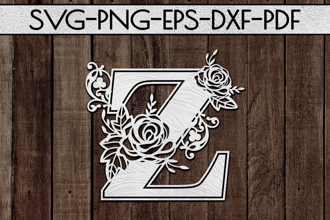Floral Font Z Paper Cut Template Laser Cut Wedding Day Gift | Etsy