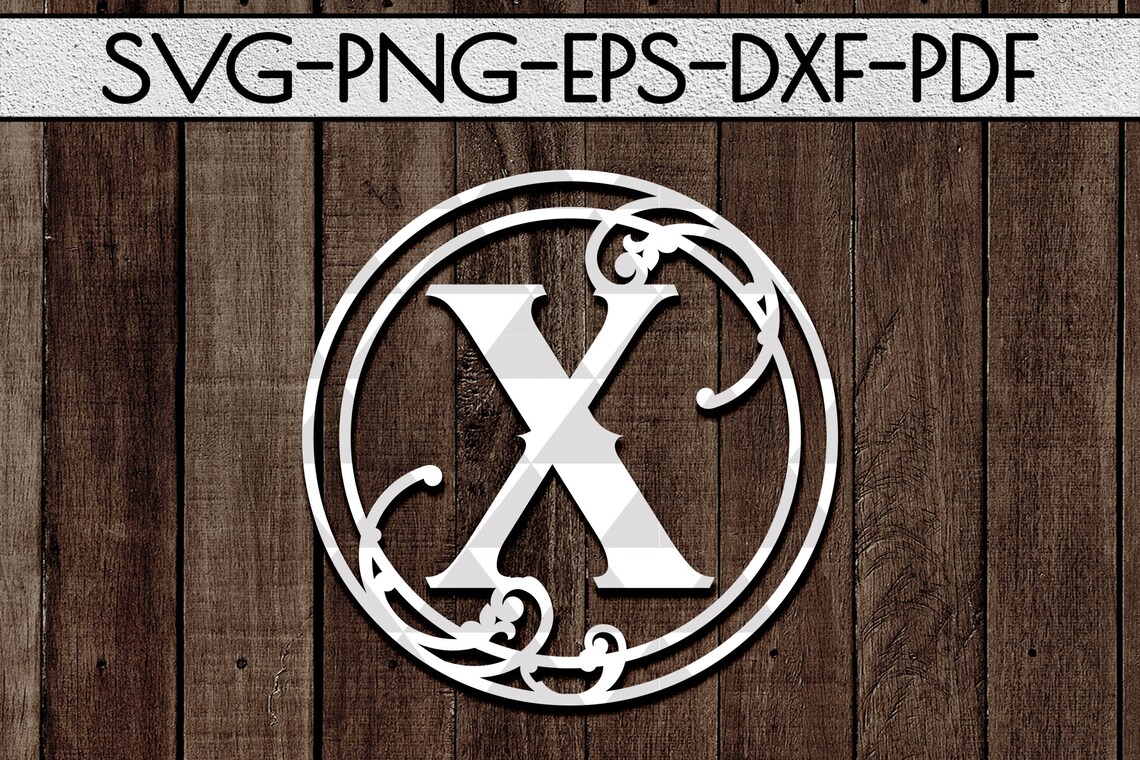 Monogram X Papercut Template Vinyl Laser Cut Elegant Circle | Etsy