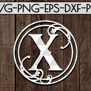 Monogram X Papercut Template, Vinyl Laser Cut, Elegant Circle Frame ...