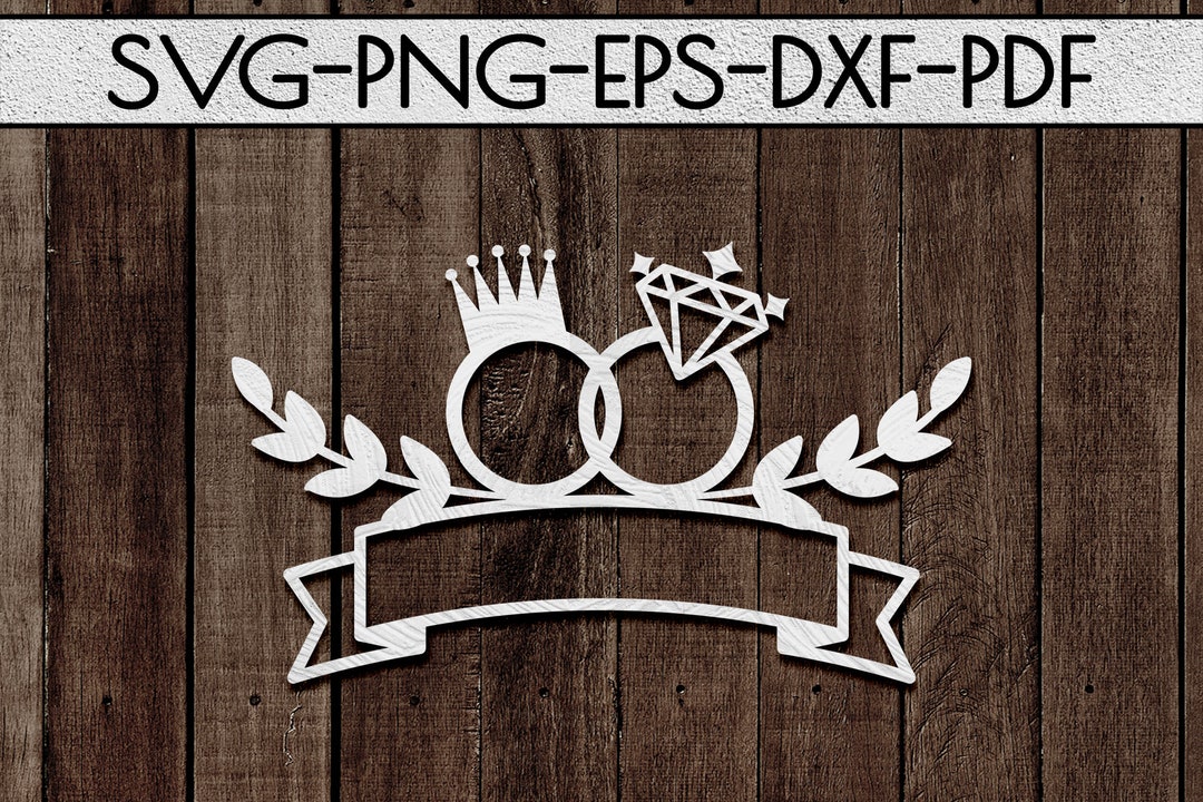 Customizable Wedding Ring Papercut Template Svg File, Cake Topper ...