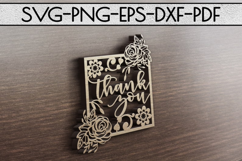Merci cadre papercut modèle svg fichier, fleurs fichier de coupe, cadre ...