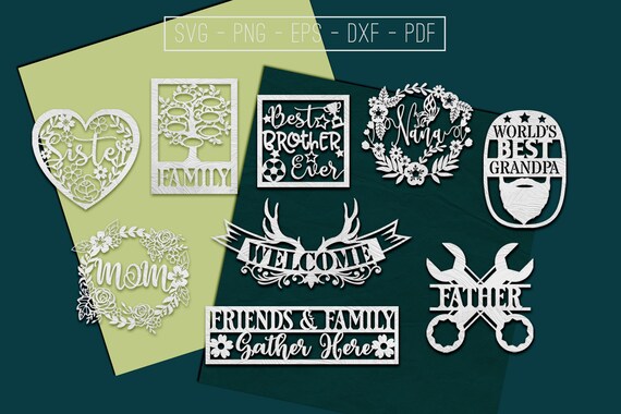9 Family Paper Cut Templates Cutting File Housewarming Gift | Etsy