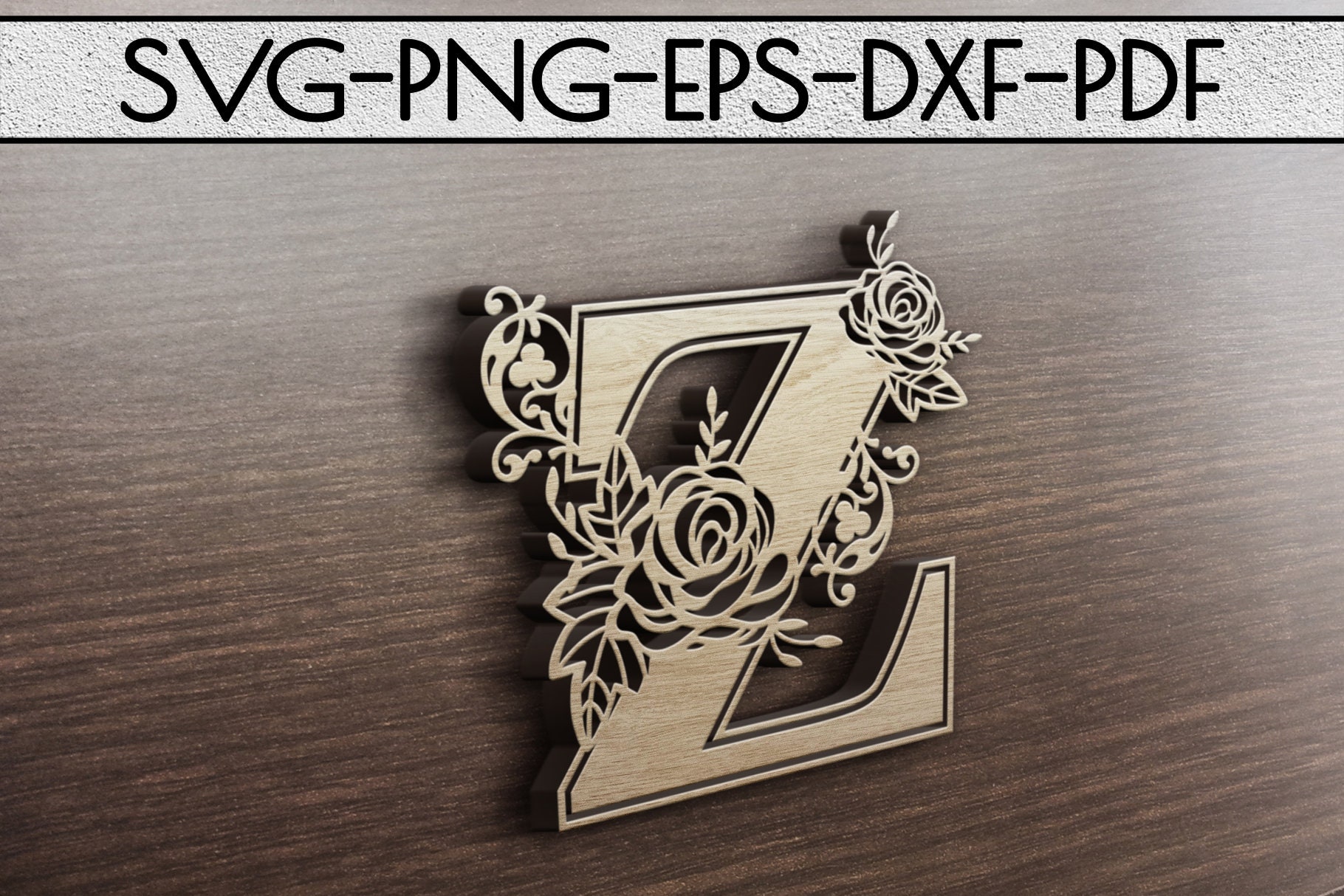 Floral Font Z Paper Cut Template Laser Cut Wedding Day Gift | Etsy