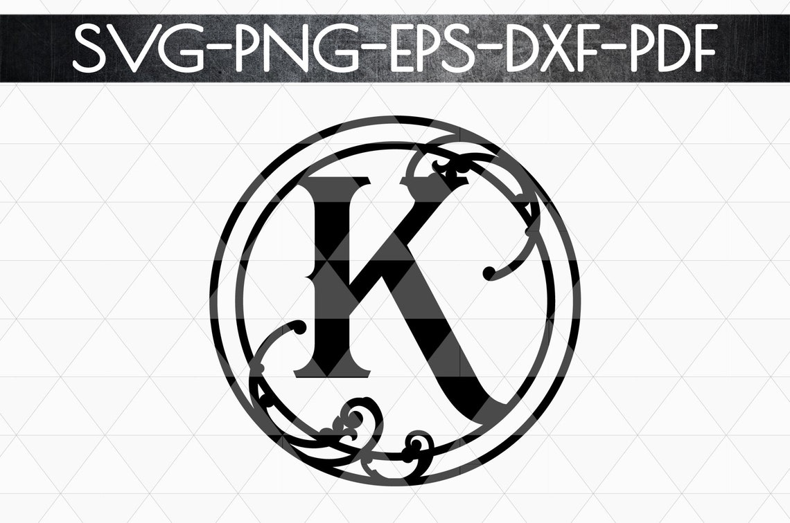 Monogram K Papercut Template Vinyl Laser Cut Circle Frame - Etsy