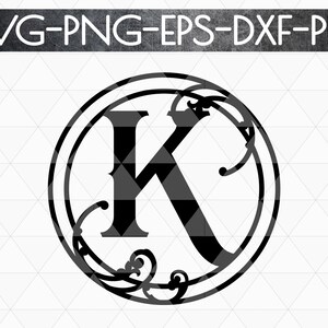 Monogram K Papercut Template, Vinyl Laser Cut, Circle Frame Monogram ...