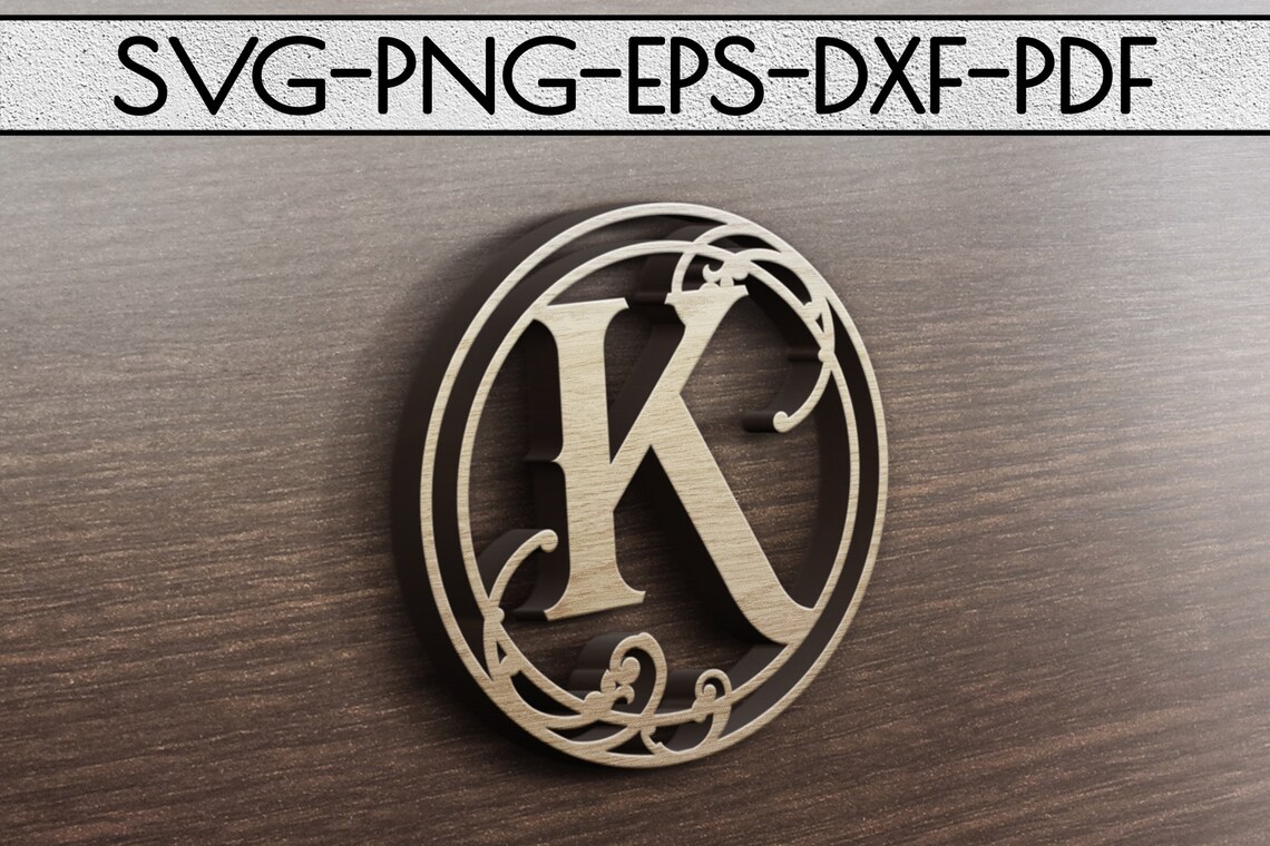 Monogram K Papercut Template Vinyl Laser Cut Circle Frame - Etsy