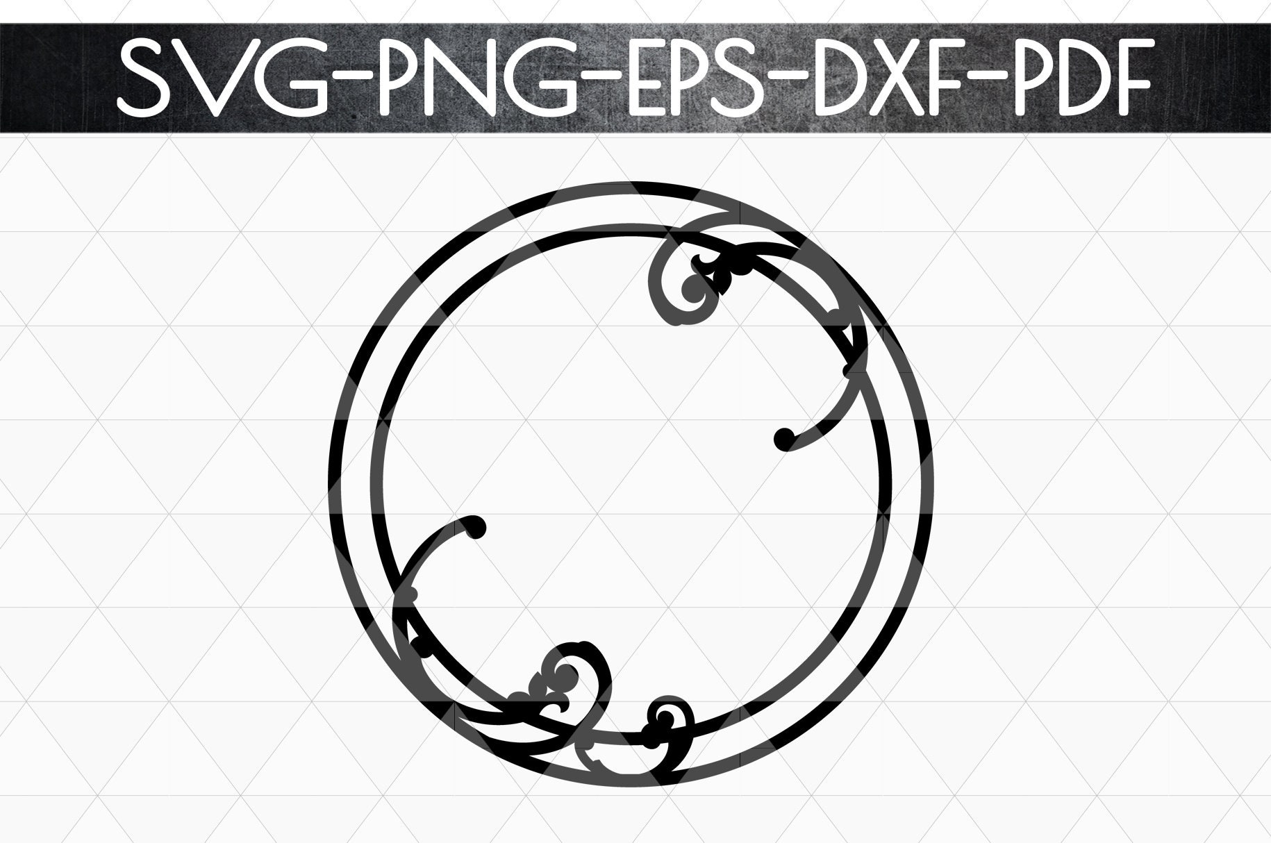 Customizable circle frame monogram papercut template vinyl | Etsy