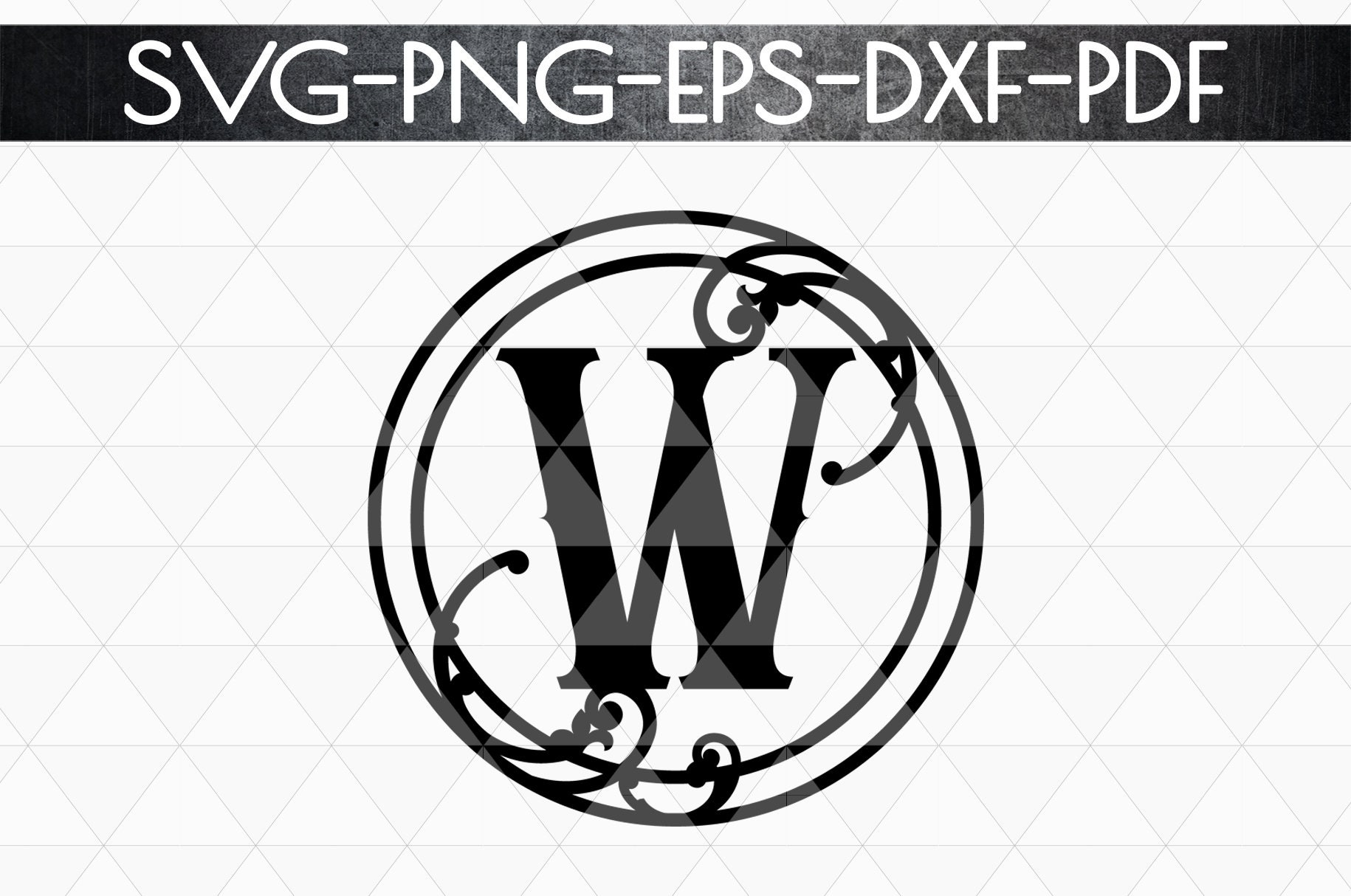 Monogram W Papercut Template Vinyl Laser Cut Elegant Circle - Etsy