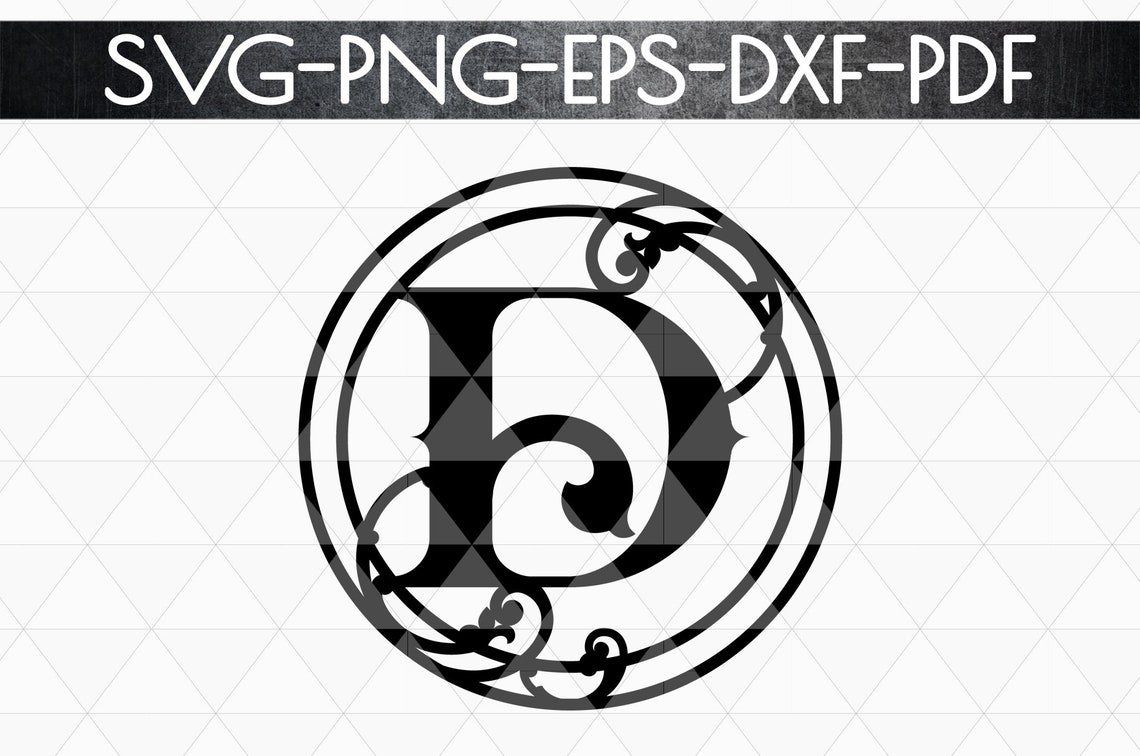 Monogram d papercut template laser cut circle frame | Etsy
