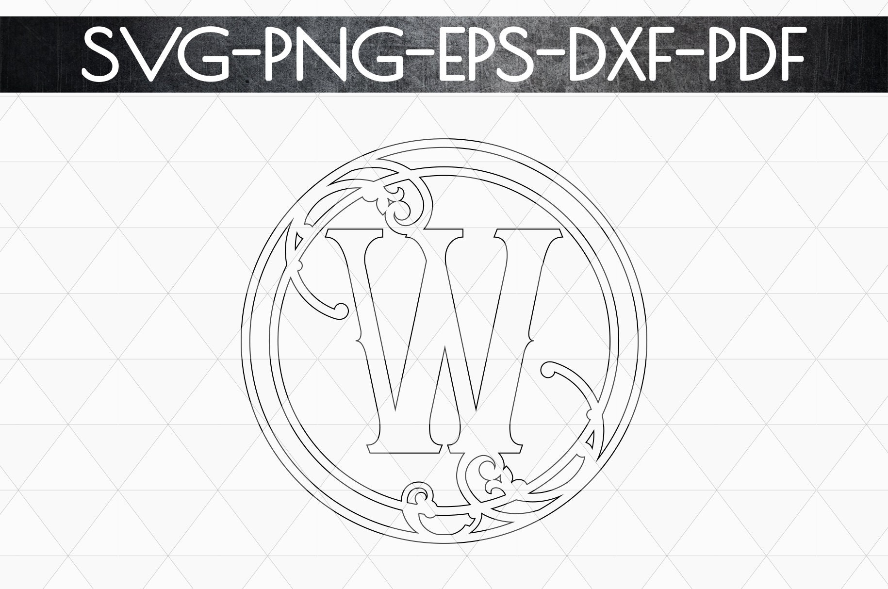 Monogram W Papercut Template Vinyl Laser Cut Elegant Circle - Etsy