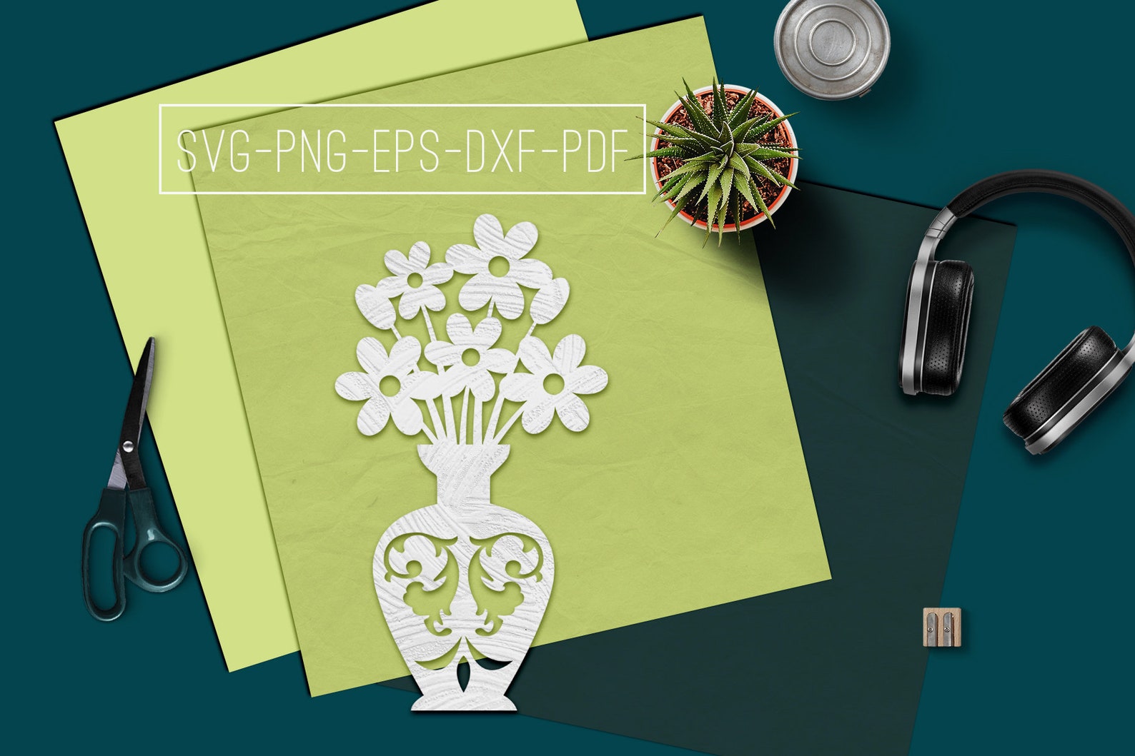 Flowers in Vase Papercut Template Svg File Flower Decor - Etsy