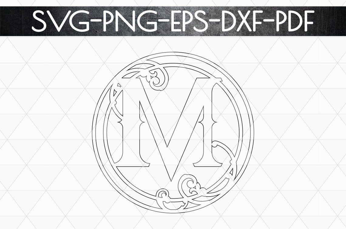 Monogram M Papercut Template Vinyl Laser Cut Elegant Circle - Etsy
