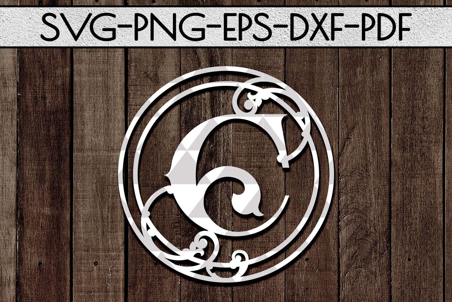 Monogram C Papercut Template Laser Cut Vine Circle Frame | Etsy