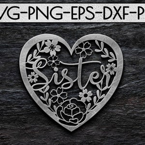 Sister Flower Papercut Template Svg File, Big Sis Card, Family Birthday ...