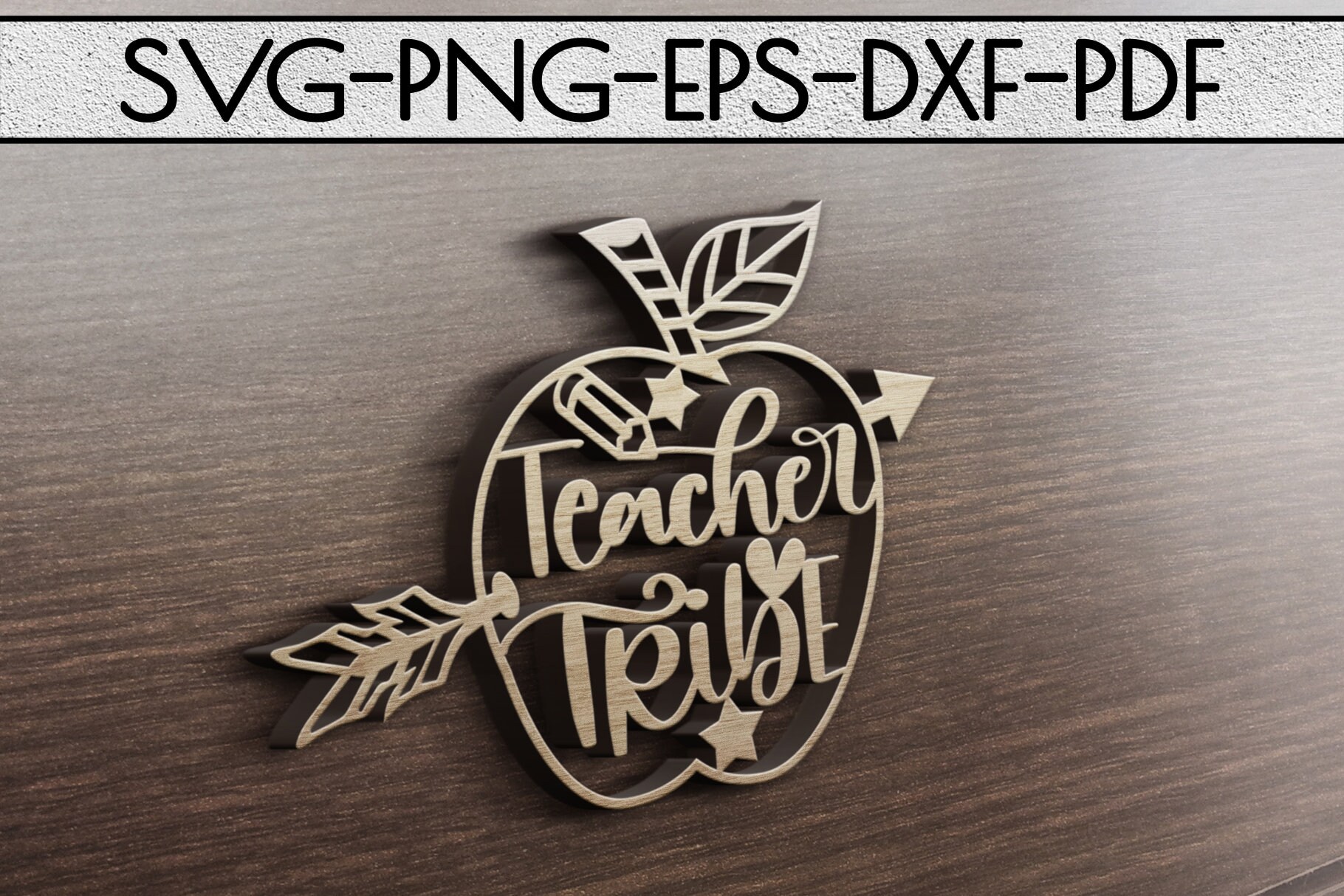 Teacher Tribe Papercut Cutting Template, Teacher Appreciation, Apple ...