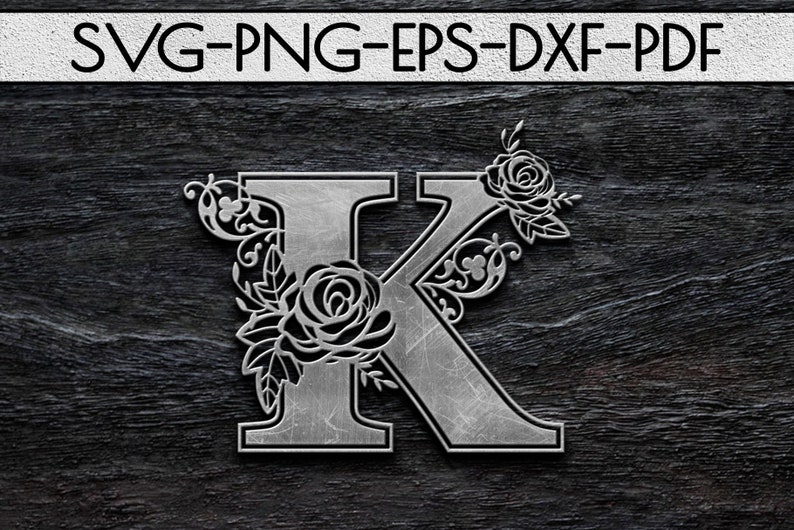 Floral Font K Paper Cut Template Laser Cut Wedding Day Gift - Etsy