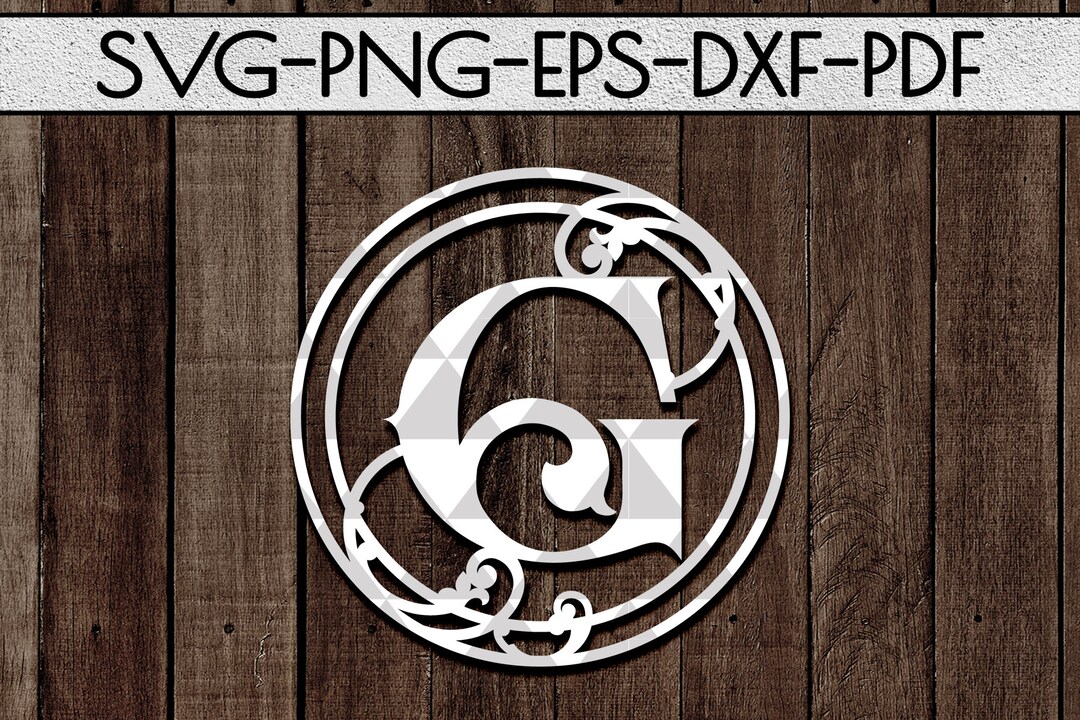 Monogram G Papercut Template, Vinyl Laser Cut, Circle Frame Monogram ...