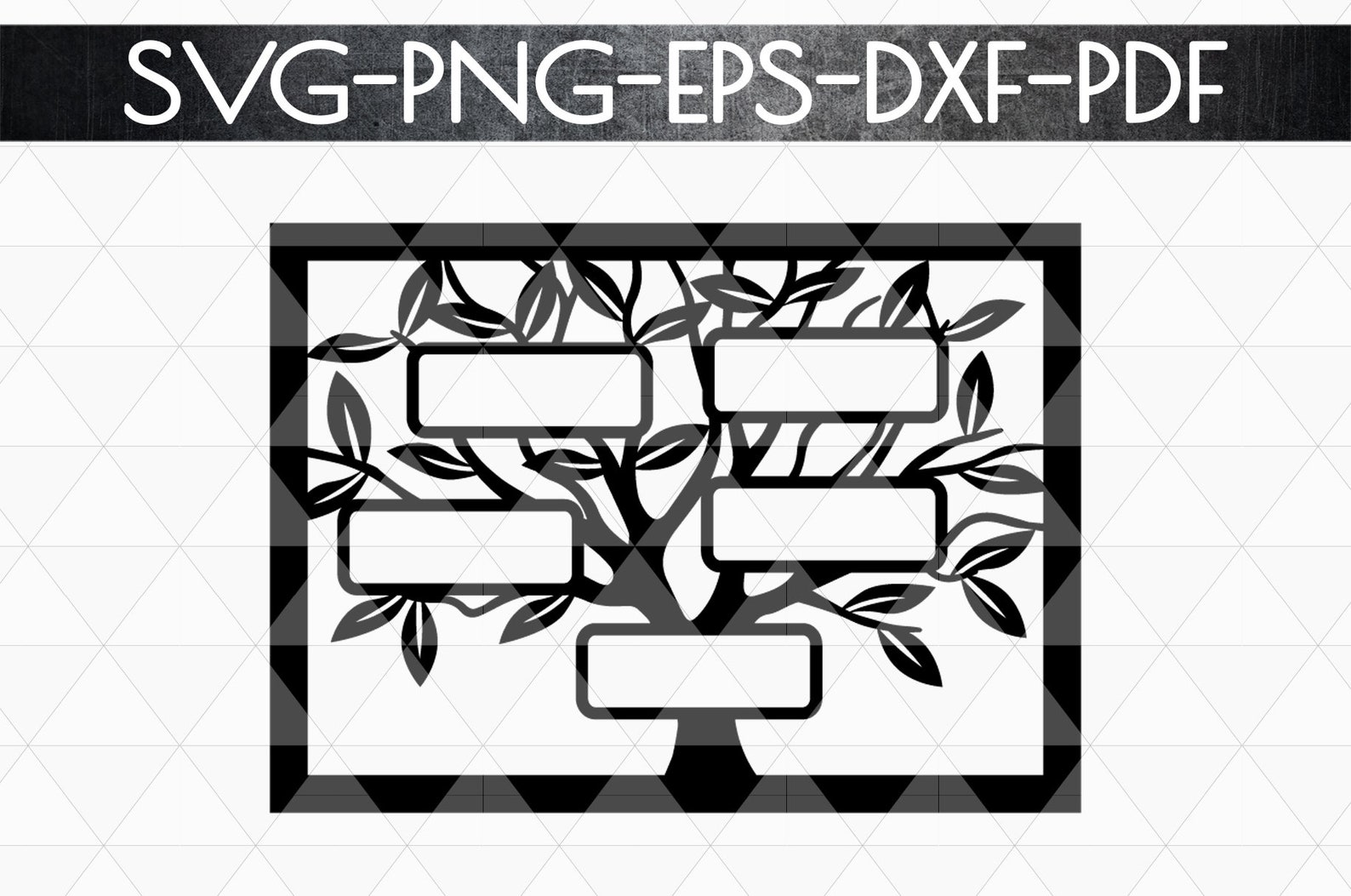 Customizable Family Tree 5 Names Papercut Template Laser Cut - Etsy