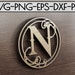 Monogram N Papercut Template Vinyl Laser Cut Elegant Circle - Etsy