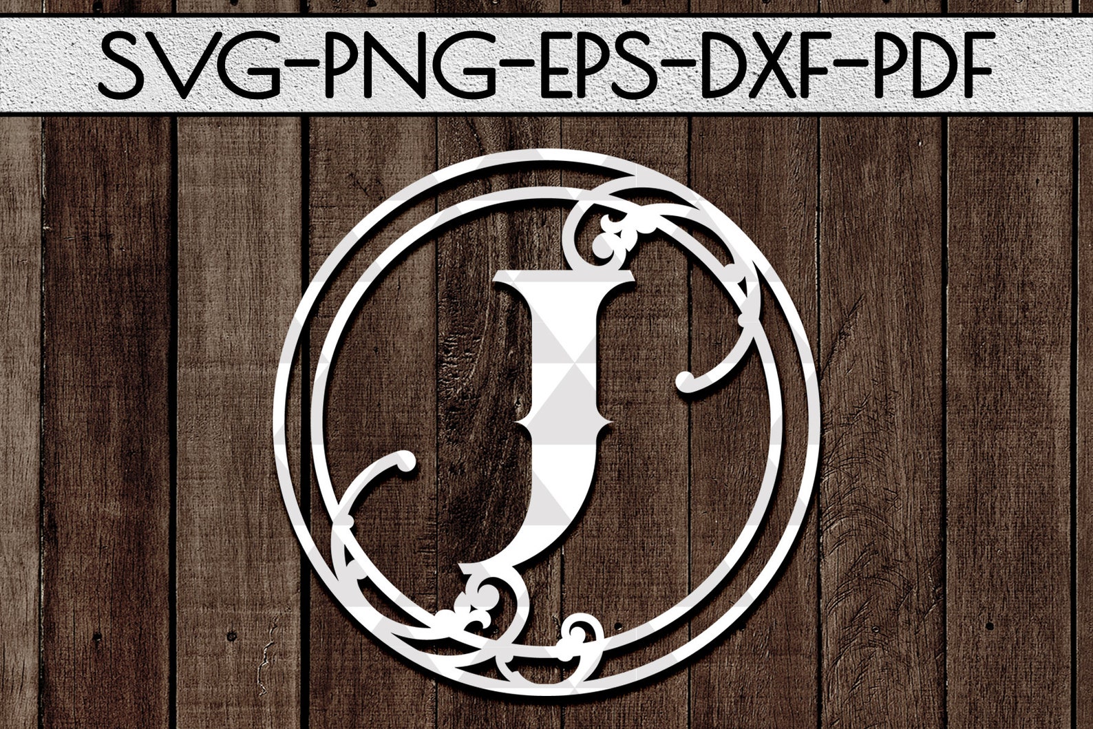 Monogram J Papercut Template Vinyl Laser Cut Circle Frame - Etsy