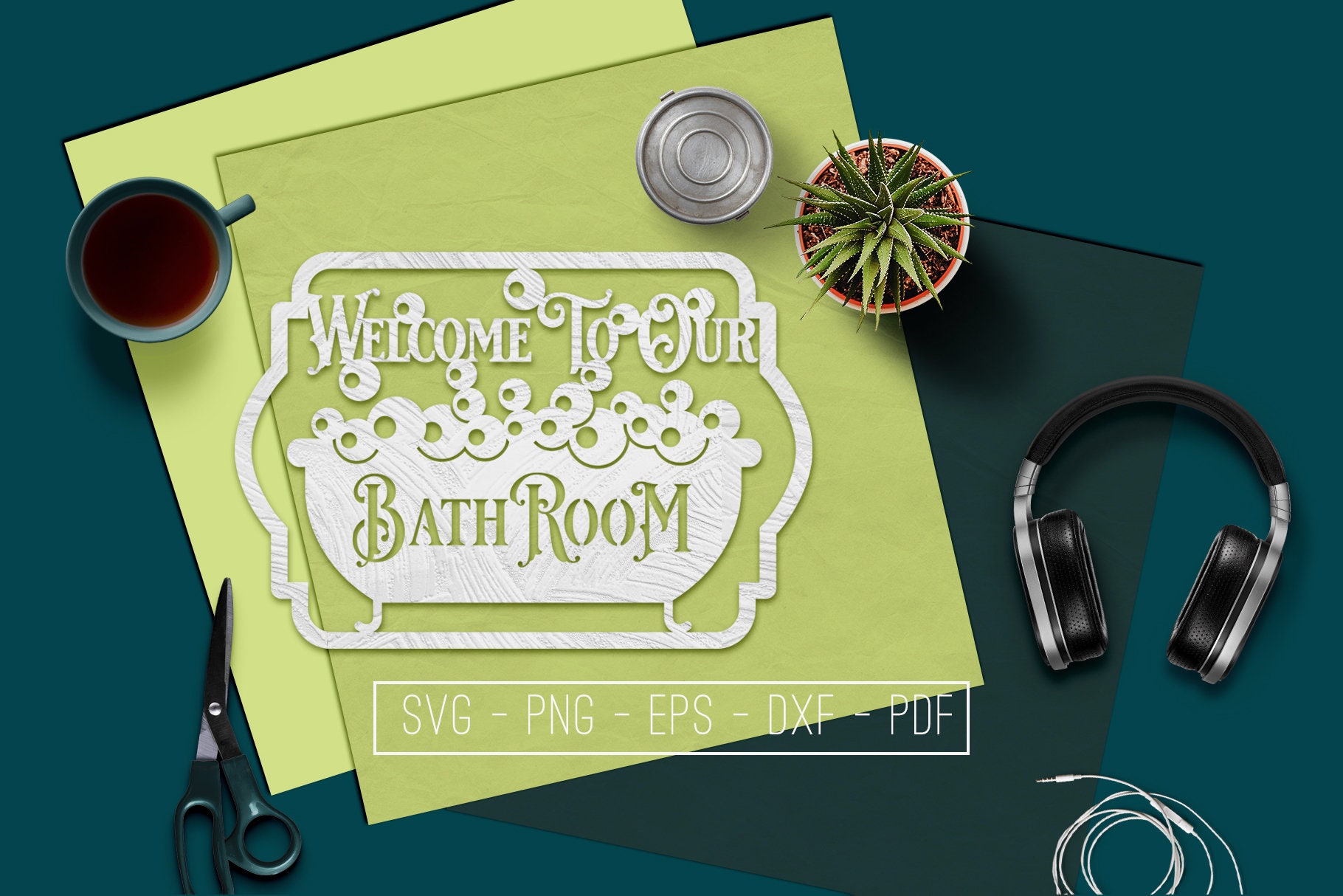 Welcome to Our Bathroom Sign Papercut Cutting Template, Funny Restroom ...