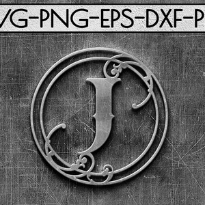 Monogram J Papercut Template, Vinyl Laser Cut, Circle Frame Monogram ...