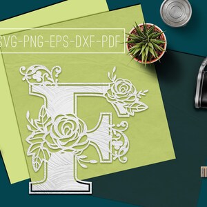 Floral Font F Papercut Template, Laser Cut, Wedding Day Gift Ideas ...