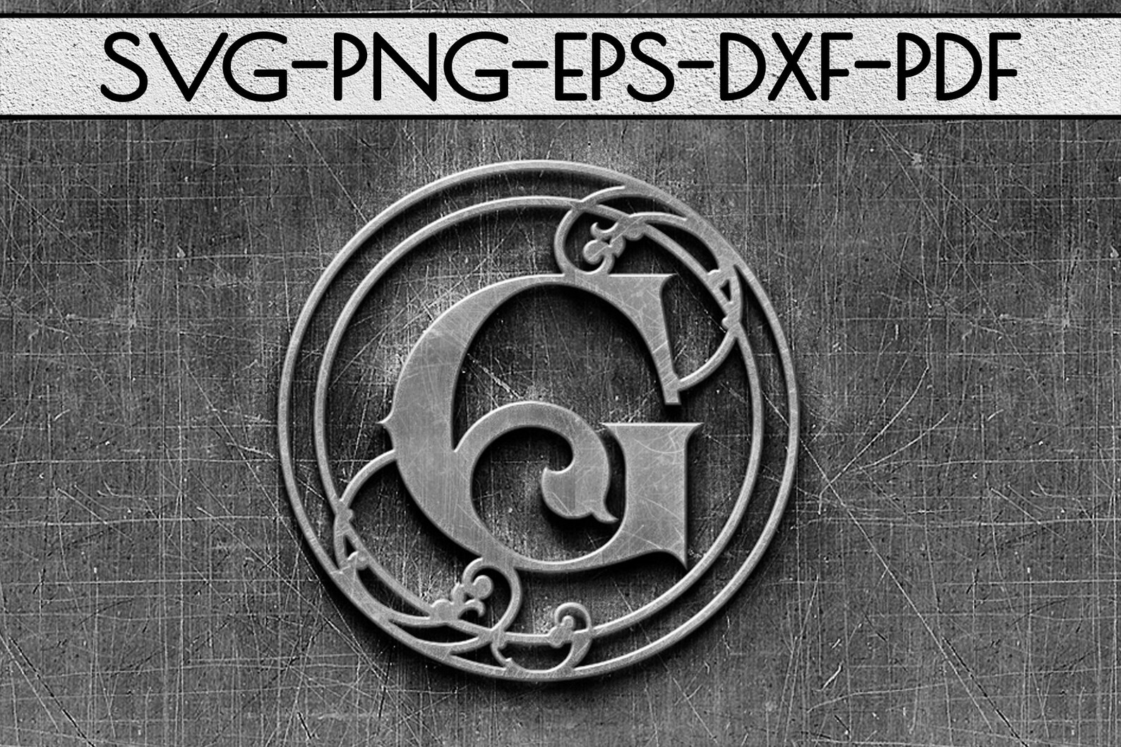 Monogram G Papercut Template Vinyl Laser Cut Circle Frame - Etsy