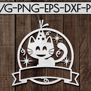 Customizable Funny Cat Birthday Papercut Template Svg File, Baby Girl ...