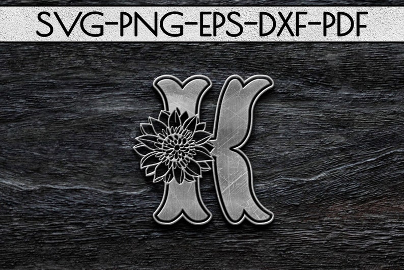 Sunflower Font K Papercut Template Laser Cut Gift Ideas - Etsy