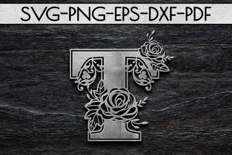 Floral Font T Paper Cut Template Laser Cut Wedding Day Gift - Etsy