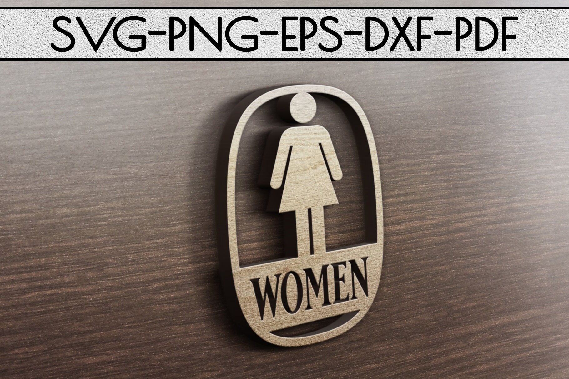 Women sign papercut cutting template bath sign svg wc toilet | Etsy