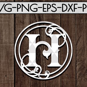 Monogram H Papercut Template Vinyl Laser Cut Circle Frame - Etsy