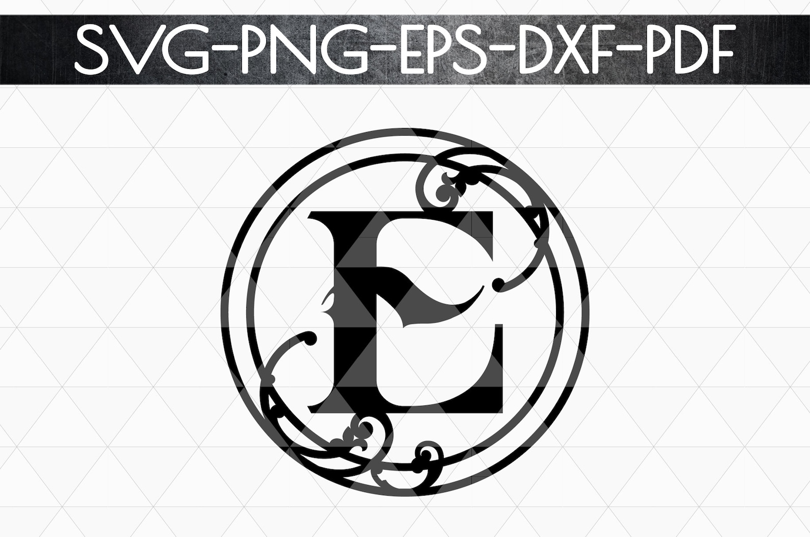 Monogram E Papercut Template Vinyl Laser Cut Circle Frame | Etsy