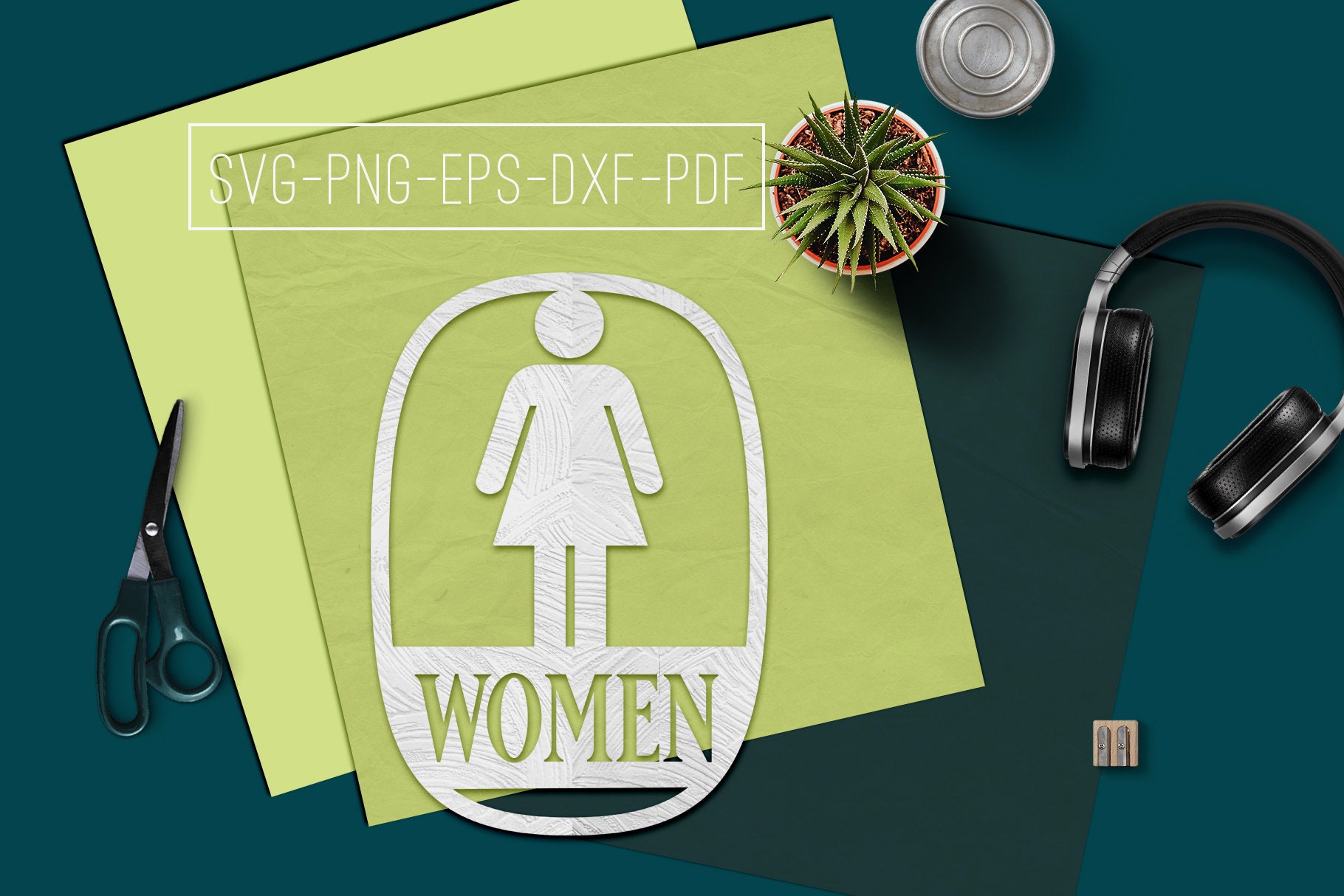 Women sign papercut cutting template bath sign svg wc toilet | Etsy