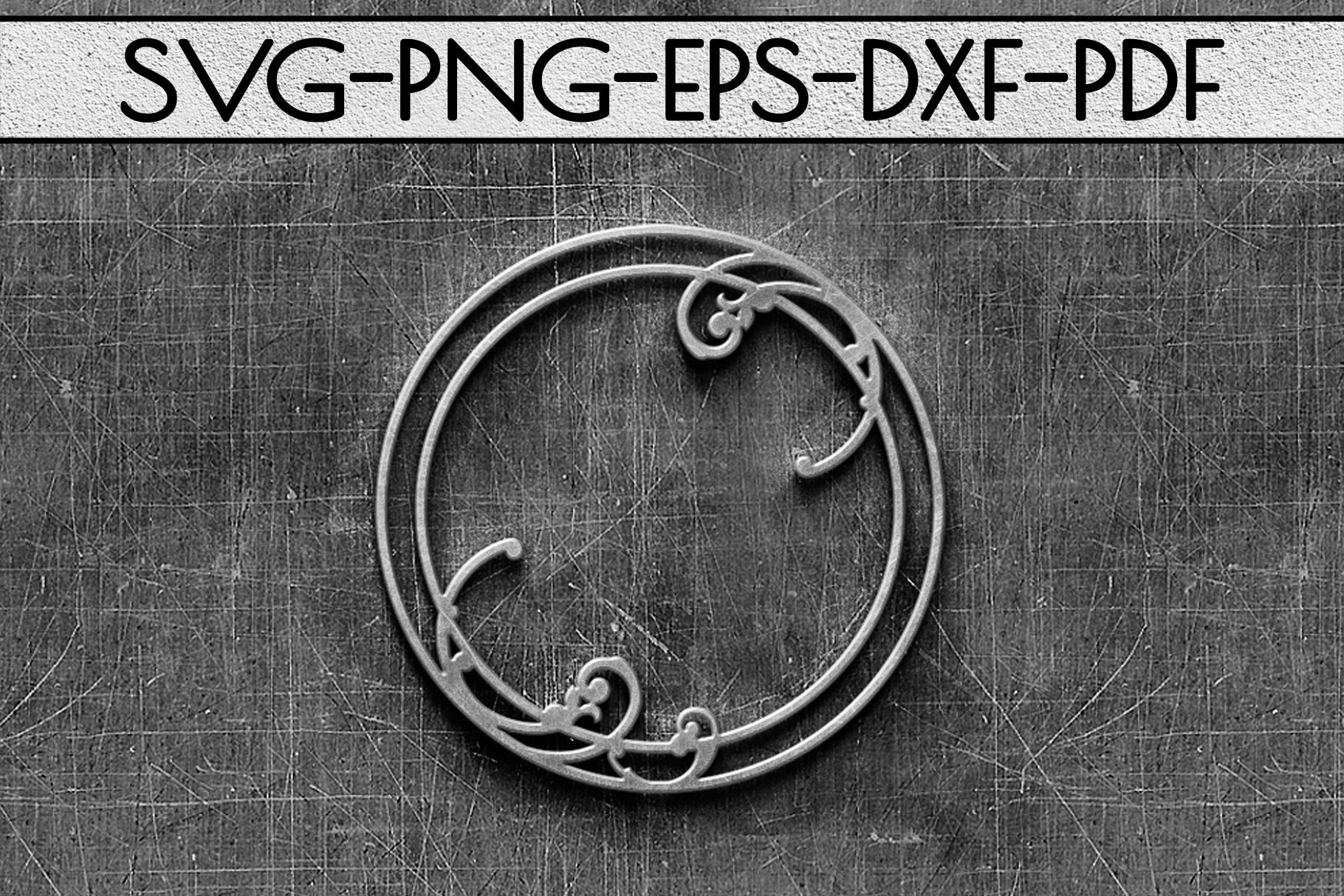 Customizable circle frame monogram papercut template vinyl | Etsy