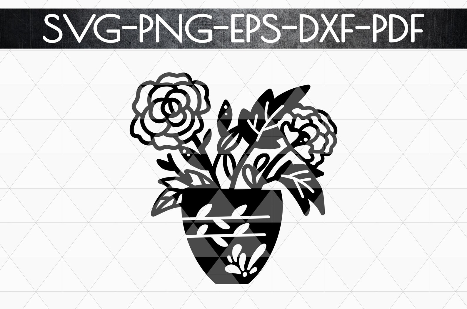 Flowers in Vase Papercut Template Svg File, Flower Decor Cutting File ...