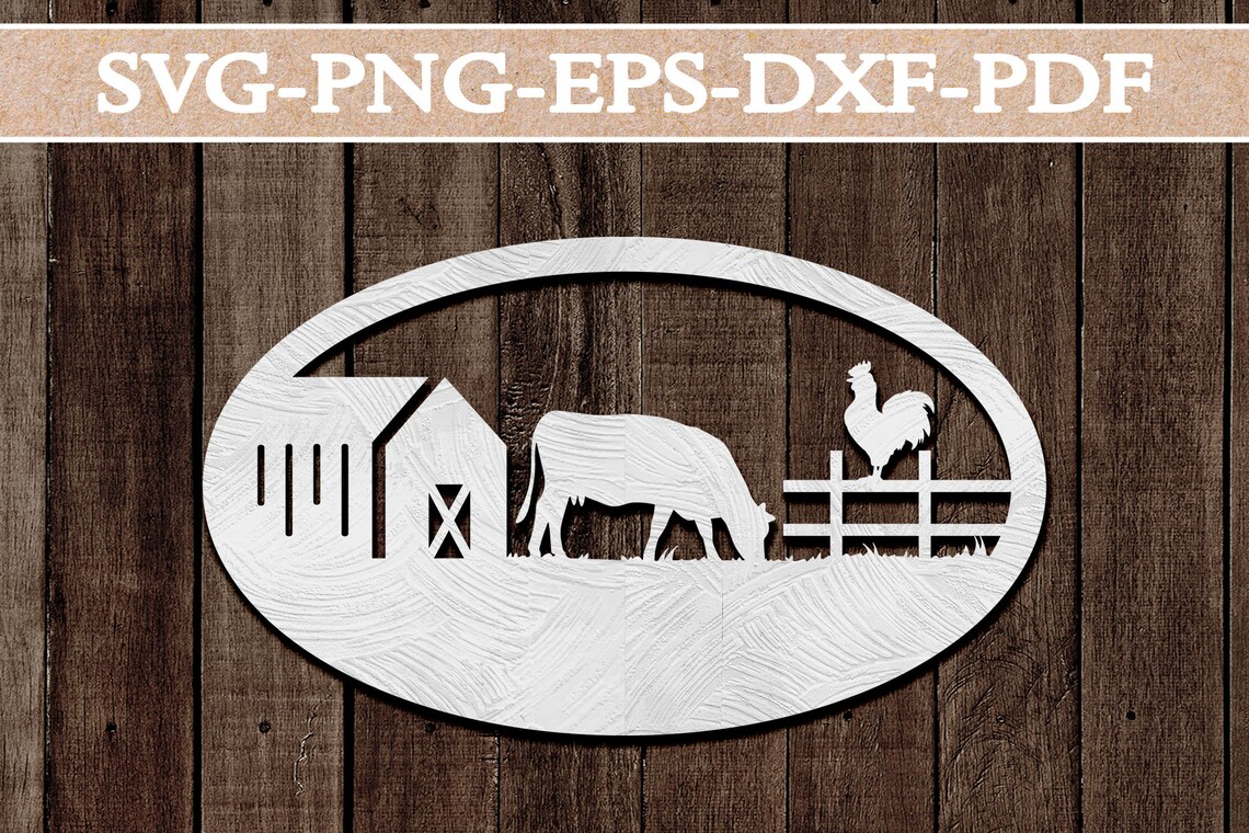 Customizable Cow Farm Papercut Template Laser Cut Cattle - Etsy