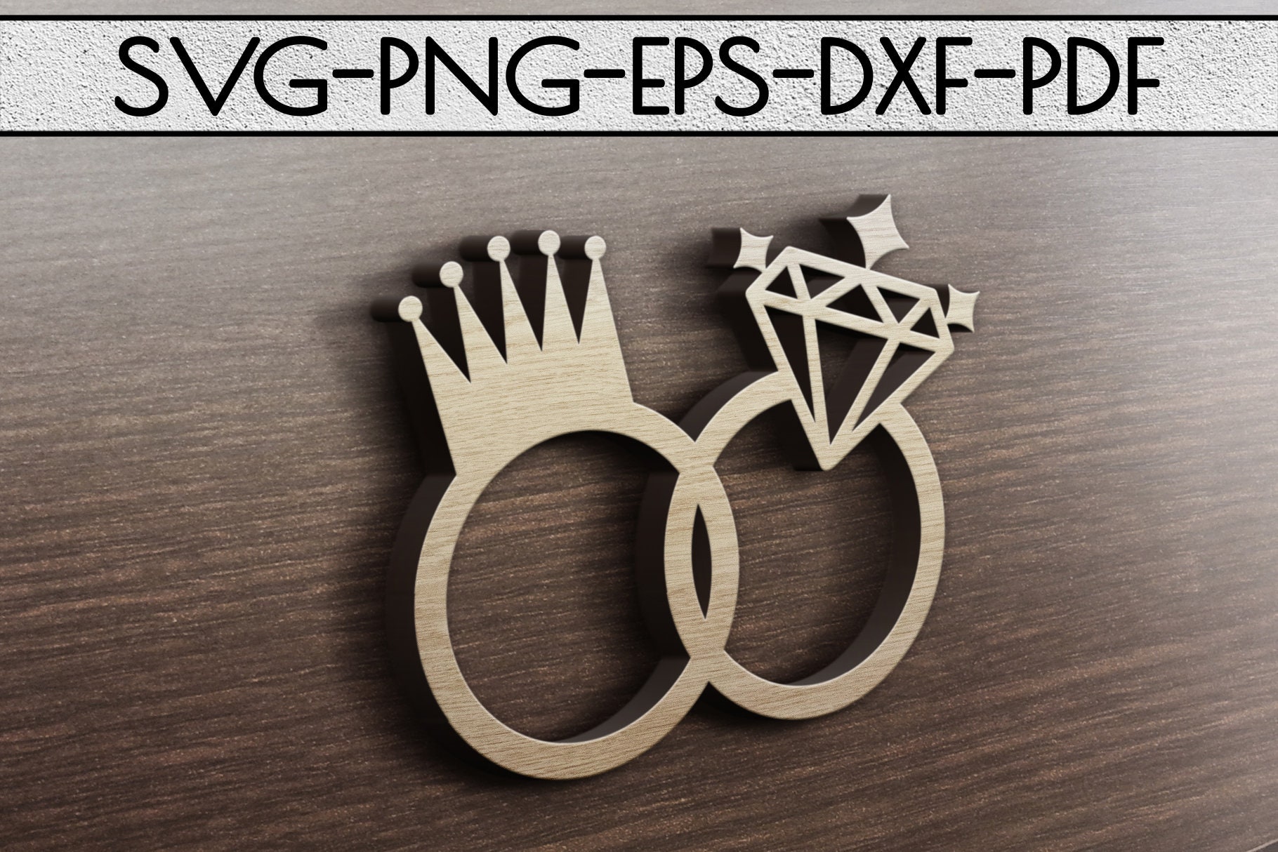 Wedding Ring Papercut Template Svg File Cake Topper Design - Etsy