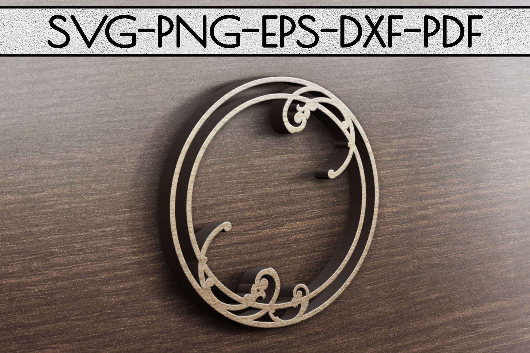 Customizable circle frame monogram papercut template vinyl | Etsy