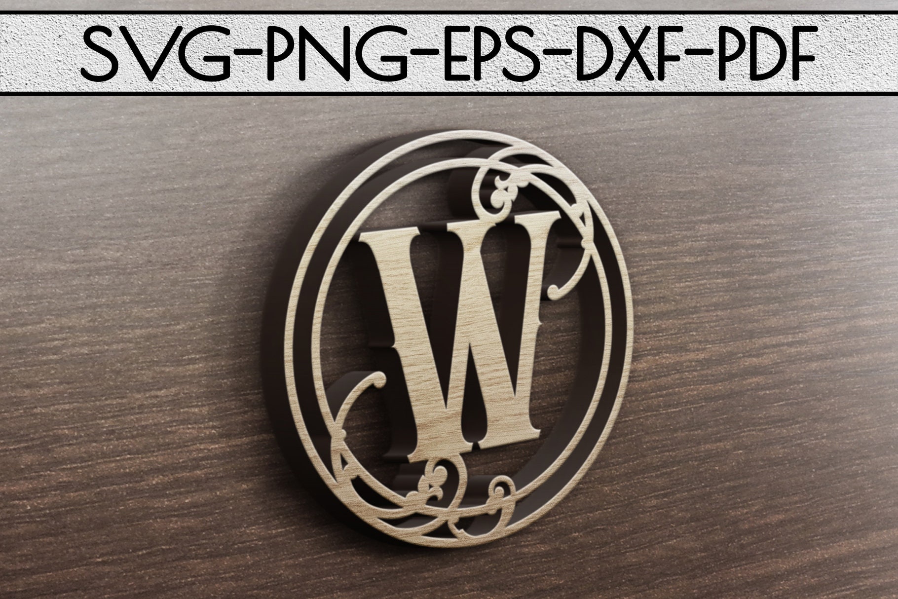 Monogram W Papercut Template Vinyl Laser Cut Elegant Circle - Etsy
