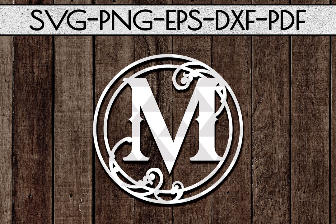 Monogram M Papercut Template, Vinyl Laser Cut, Elegant Circle Frame ...