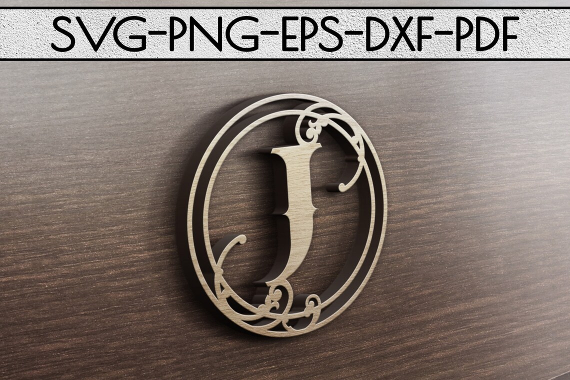 Monogram J Papercut Template Vinyl Laser Cut Circle Frame | Etsy