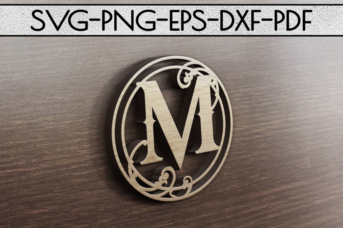 Monogram M Papercut Template Vinyl Laser Cut Elegant Circle - Etsy