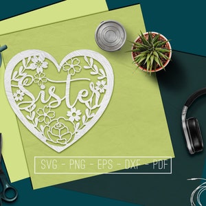 Sister Flower Papercut Template Svg File, Big Sis Card, Family Birthday ...