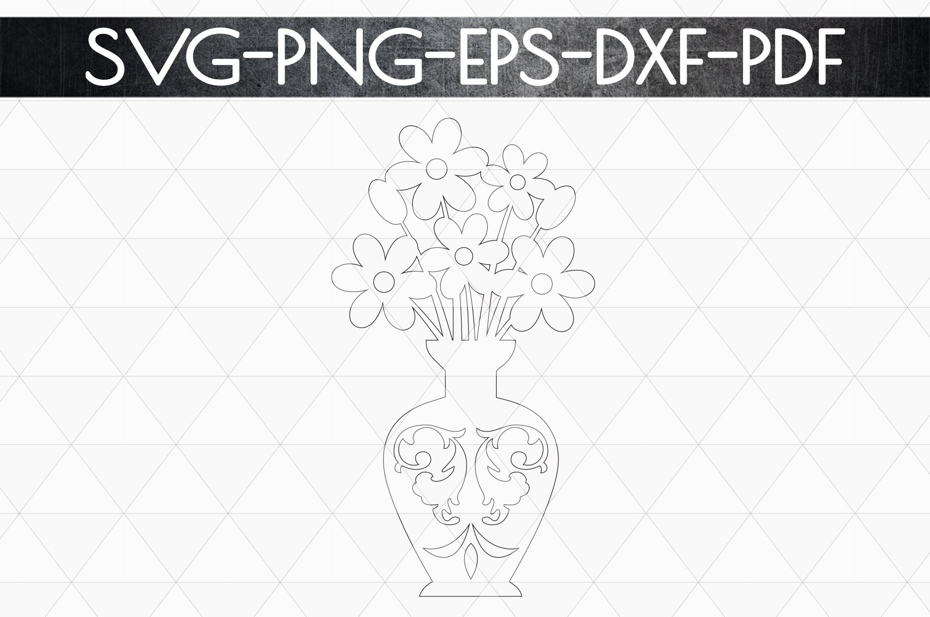 Flowers in vase papercut template svg file flower decor | Etsy