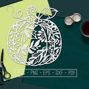 Autumn Pumpkin Papercut Template Svg File, Fall Leaves Svg, Harvest ...