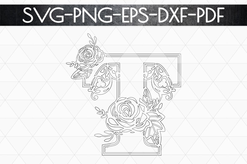 Floral Font T Paper Cut Template Laser Cut Wedding Day Gift - Etsy